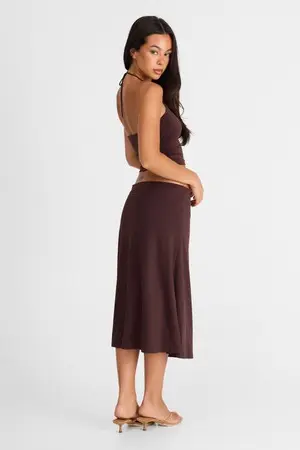 SASHA THERESE Hazel Midi Skirt - Chocolate