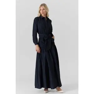 LE FAFO Bella Belted Dress - Navy