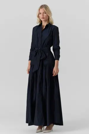 LE FAFO Bella Belted Dress - Navy