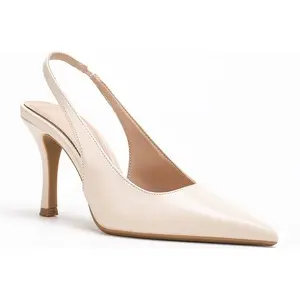 KNEETOES Quinn Heels Pointed Toe Slingback Stiletto - Beige