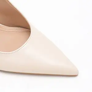 KNEETOES Quinn Heels Pointed Toe Slingback Stiletto - Beige