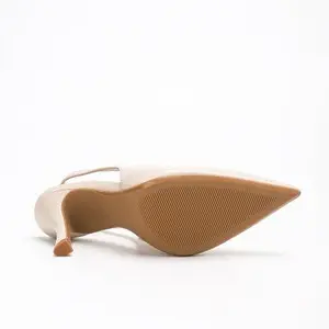 KNEETOES Quinn Heels Pointed Toe Slingback Stiletto - Beige
