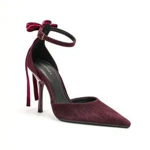 KNEETOES Soleia Heels With Ankle Tie And Stiletto Heel - Maroon