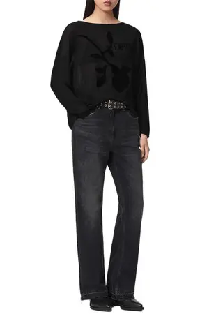 ALLSAINTS Athea Rita Tencel™ Modal Graphic Long Sleeve Tee