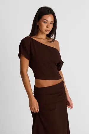 SASHA THERESE Margot Off-shoulder Chiffon Top