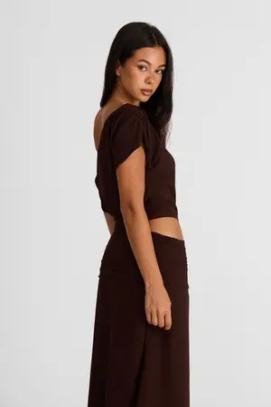 SASHA THERESE Margot Off-shoulder Chiffon Top