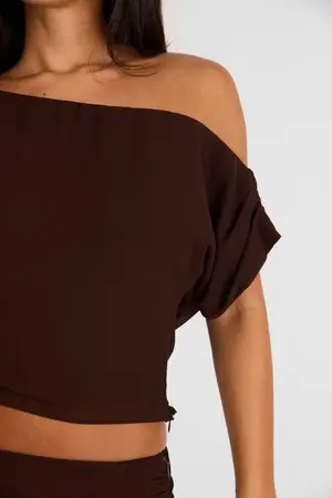 SASHA THERESE Margot Off-shoulder Chiffon Top