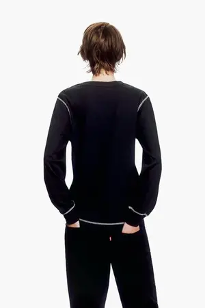 Anna Sui Logo Tees Thermal T-shirt - Black