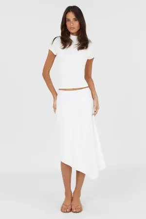SASHA THERESE Madeleine Midi Skirt - White