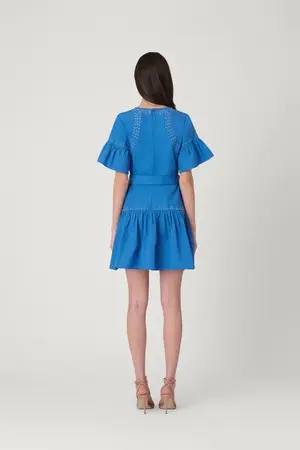 Shoshanna Embroidered Cotton Mini Dress