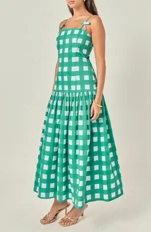 English Factory Gingham Midi Dress