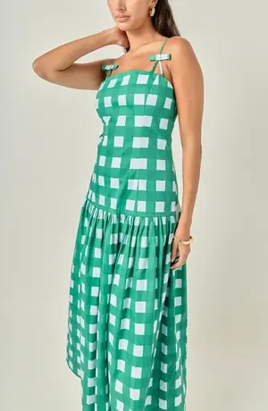 English Factory Gingham Midi Dress