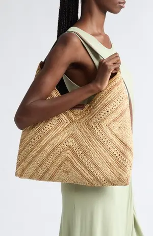 ANYA HINDMARCH Raffia Shoulder Bag With Leather Details