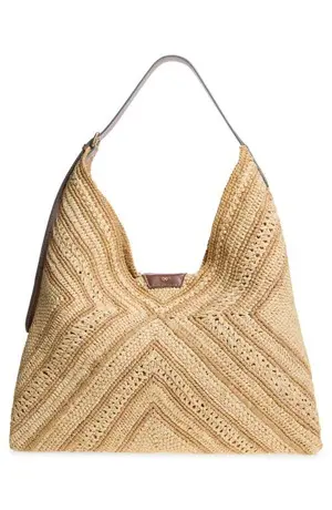 ANYA HINDMARCH Raffia Shoulder Bag With Leather Details