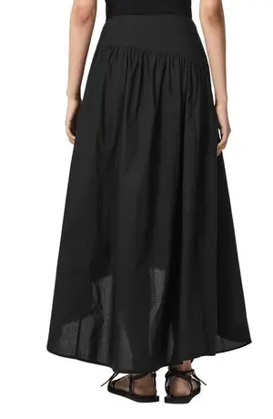 ALLSAINTS Nuria Ruched High-low Midi Skirt - Black