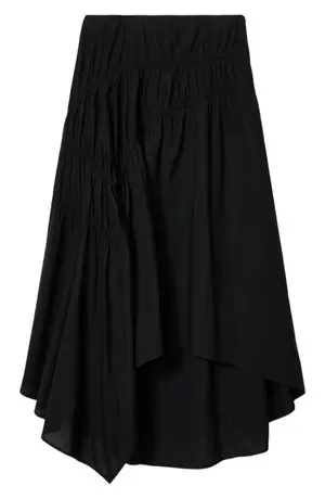 ALLSAINTS Nuria Ruched High-low Midi Skirt - Black