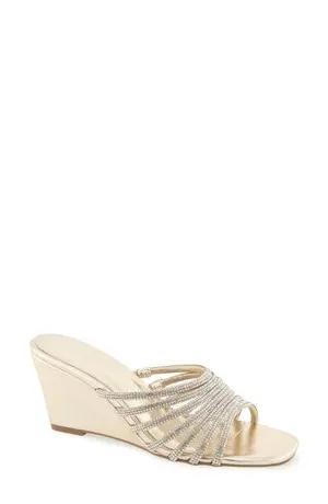 Christian Siriano Lenix Rhinestone Wedge Slide Sandal - Platino