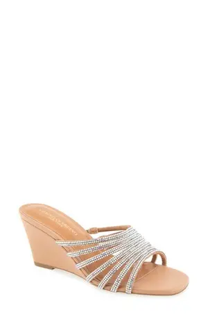 Christian Siriano Lenix Rhinestone Wedge Slide Sandal - Tan