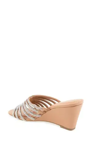 Christian Siriano Lenix Rhinestone Wedge Slide Sandal - Tan
