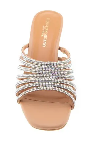 Christian Siriano Lenix Rhinestone Wedge Slide Sandal - Tan