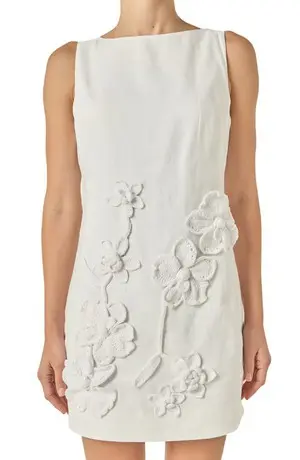 Endless Rose Crochet Flower Linen Minidress
