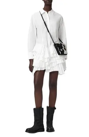 ALLSAINTS Kristi Cotton Ruffle Shirtdress