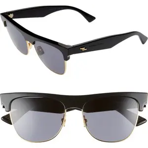 Bottega Veneta 55mm Cat Eye Sunglasses - Black/gold/grey
