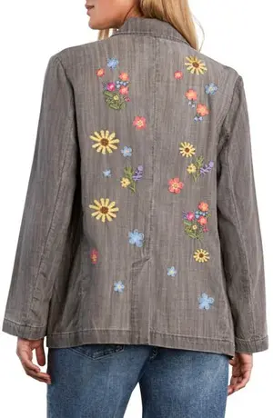BILLY T Embroidered Cotton And Hemp Blazer