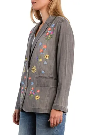 BILLY T Embroidered Cotton And Hemp Blazer
