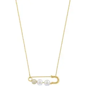 EFFY 14k Yellow Gold Diamond And Freshwater Pearl Necklace - 14k Gold