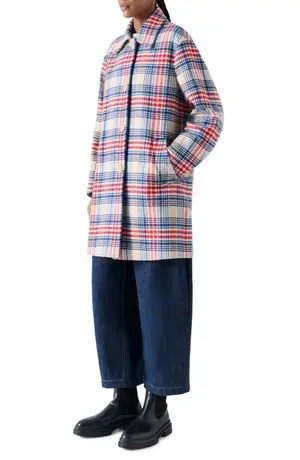 Akris Lumberjack Plaid Wool Blend Coat