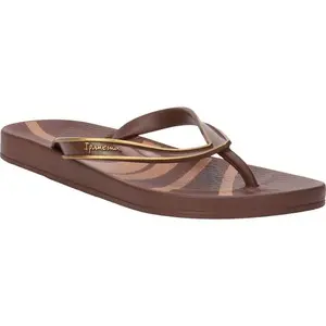 Ipanema Anatomica Linea Metallic Trim Flip Flops - Brown/brown/copper