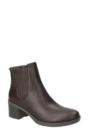 EASY WORKS BY EASY STREET Tulsa Faux Leather Block Heel Ankle Bootie - Brown