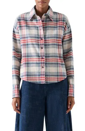 Akris Plaid Brushed Cotton Flannel Shirt