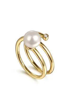 GABRIEL & CO. 14k Diamond And Pearl Wrap Ring - Gold