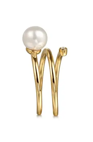 GABRIEL & CO. 14k Diamond And Pearl Wrap Ring