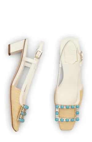 ROGER VIVIER Pietre Dure Slingback Block Heel Pumps