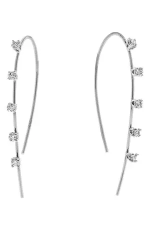 Lana Jewelry Small Hooked On 14k Gold Diamond Hoop Earrings - White Gold