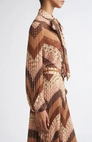 Zimmermann Sunray Chevron Foulard Tie Neck Shirt