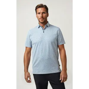 Stone Rose Skull Print Techno Stretch Polo White