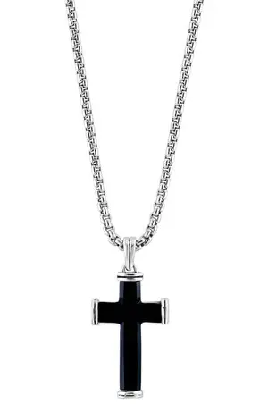 EFFY Black Onyx Cross Pendant Necklace - Sterling Silver