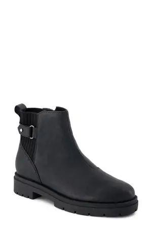 Toms Leather Chelsea Bootie Black