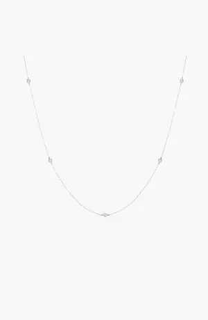 AURATE Lab Grown White Sapphire Station Necklace - White Gold