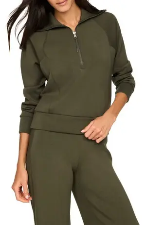 Spanx Airessentials Half Zip Sweatshirt - Monstera