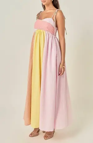 English Factory Striped Sleeveless Maxi Dress