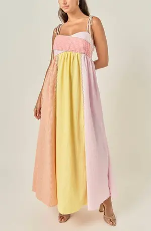 English Factory Striped Sleeveless Maxi Dress