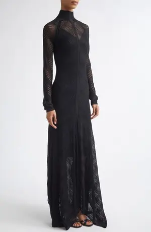 Zimmermann Valiant Long Sleeve Chevron Pointelle Sweater Dress
