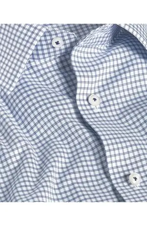 David Donahue Trim Fit Check Stretch Twill Shirt