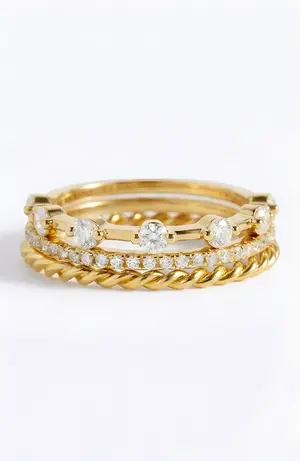 MINT & LILY Modern Ring Stack - Gold