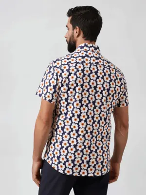 Stone Rose Tencel Stretch Oversized Floral Ss Button-up Shirt